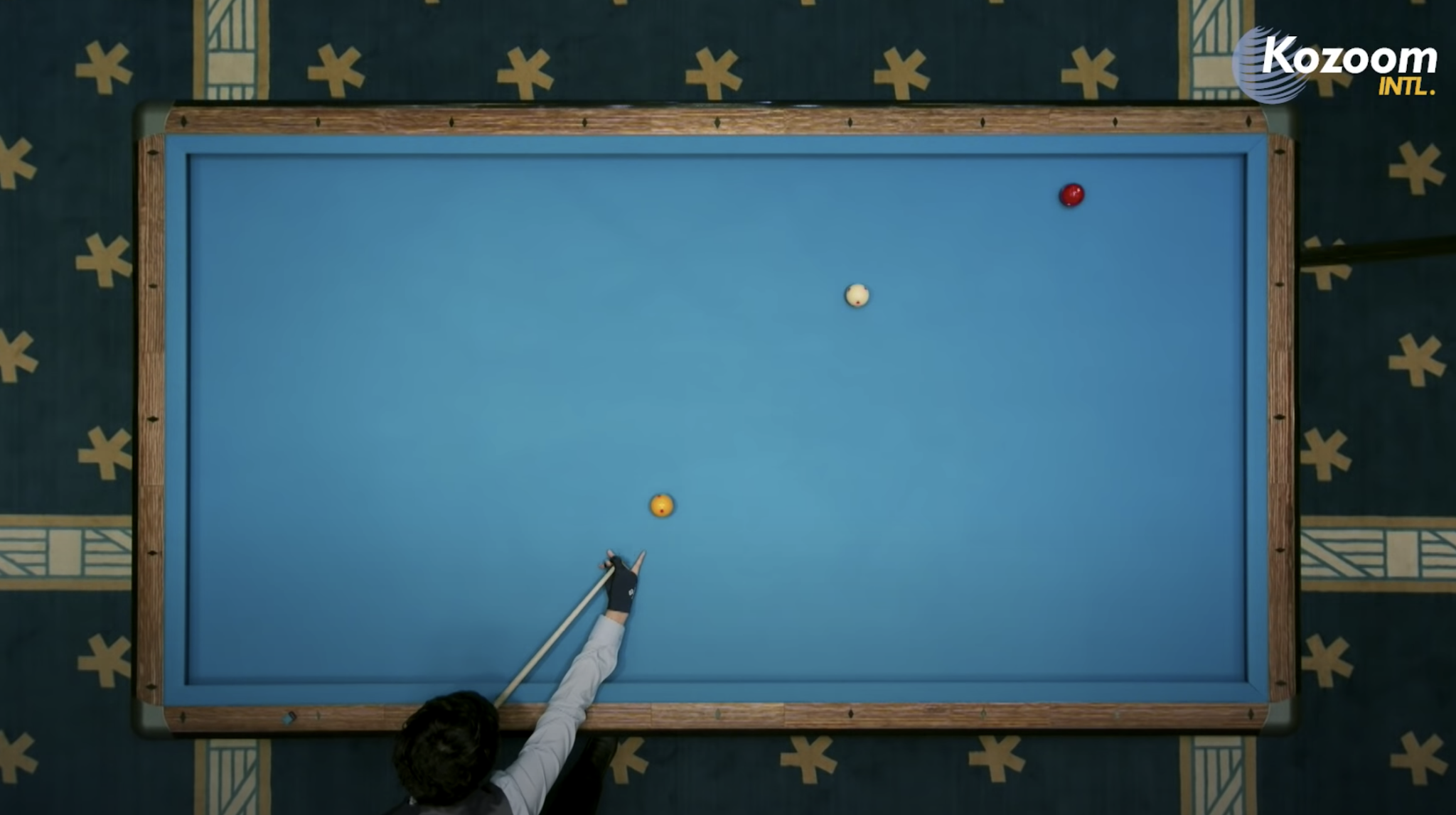 캐롬당구 3쿠션: 횡단샷 (carom billiards 3-cushion: double shot)
