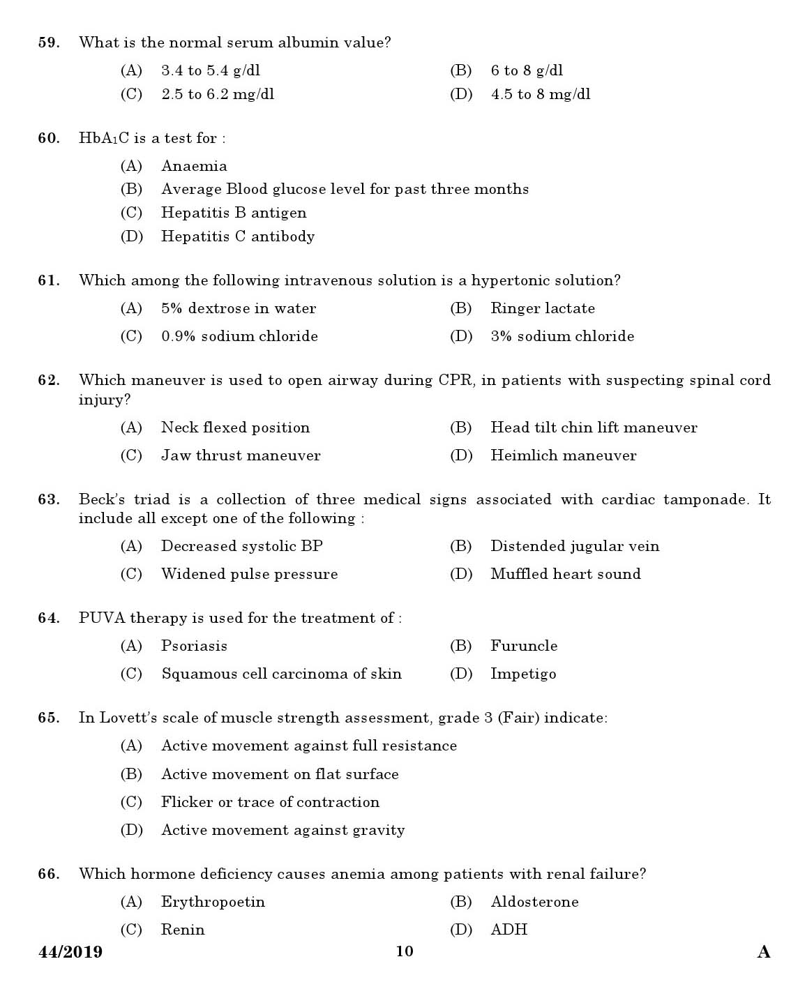 Kerala PSC Nurse Grade II Kerala PSC Exam Previous Question paper 44/ ...