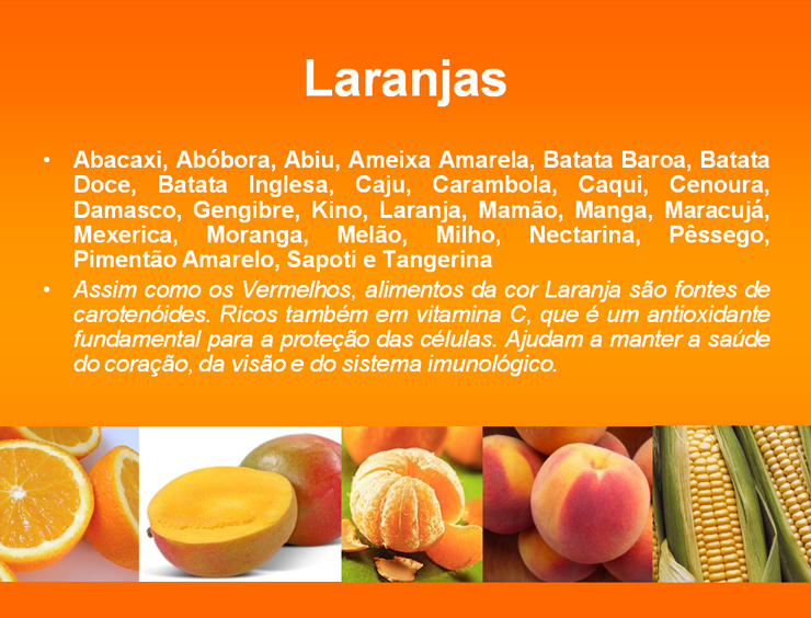Série : Tabela de cores: LARANJA ~ Nutricionista On line