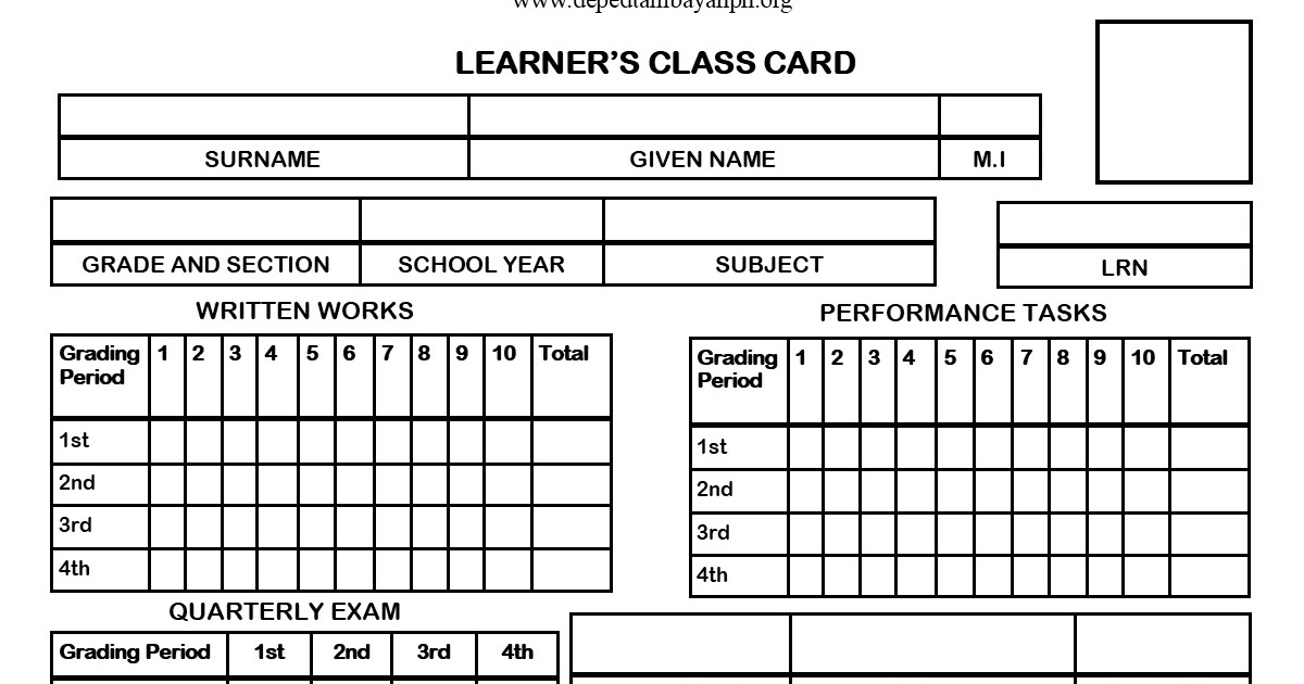 Kindergarten Card Deped