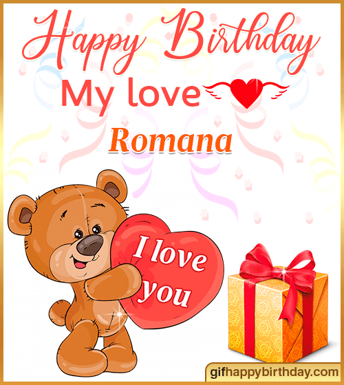 Wish Happy Birthday GIFs with Name Romana
