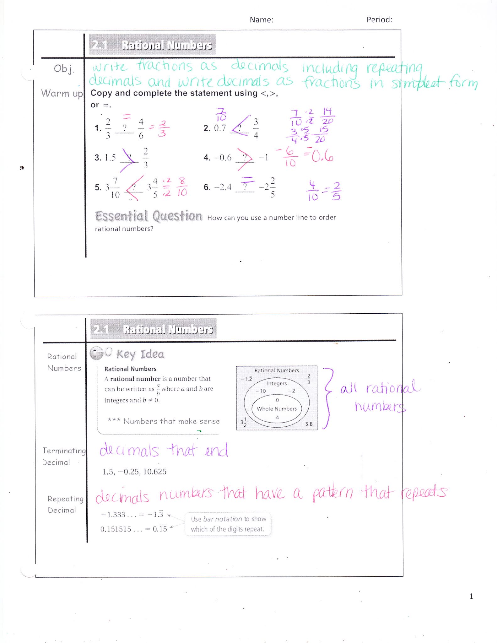 Ms. Jean's Classroom Blog: 2.1 Rational Numbers