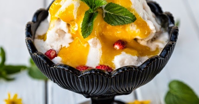 Coconut Granita with Mango Sauce