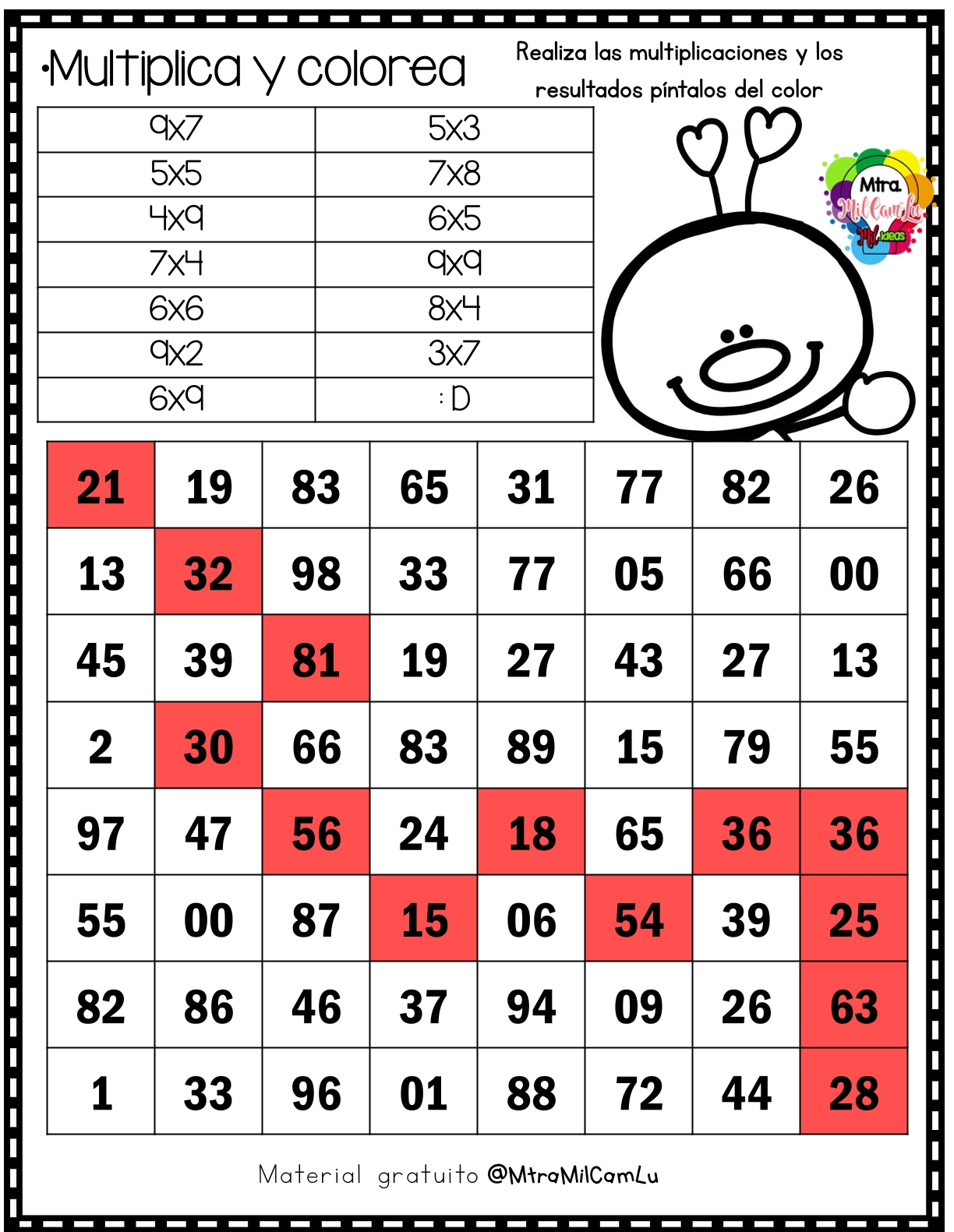 Material Repaso Multiplicaciones | Materiales Educativos para Maestras