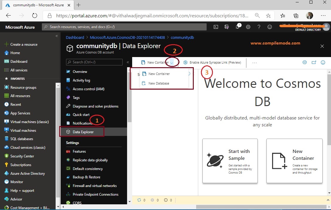 Creating Azure Cosmos DB Using Azure Portal