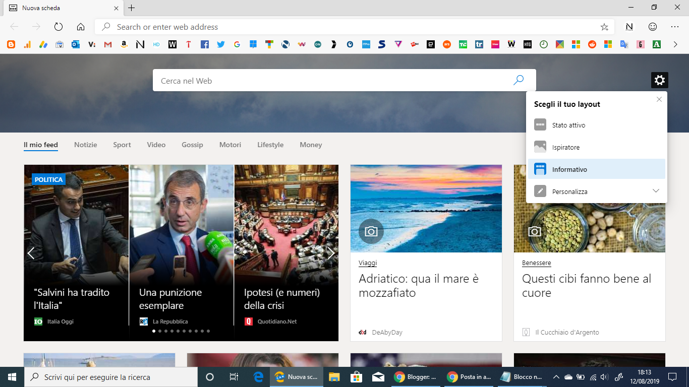 Microsoft Edge Canary ottiene la pagina Nuova scheda in italiano