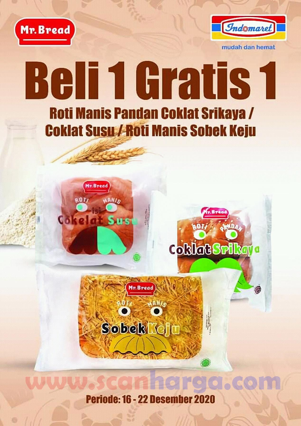 Promo Mr Bread Roti Indomaret Beli 1 Gratis 1 Periode 16 - 22 Desember ...