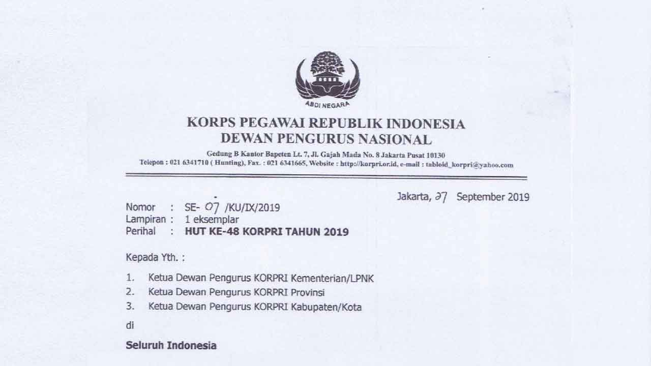 Pedoman Kegiatan Peringatan HUT Ke-48 KORPRI Tahun 2019