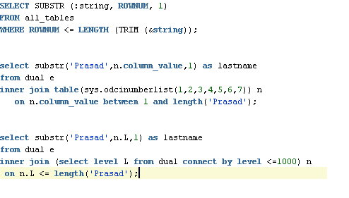 learning Oracle: SQL Query To Print The Given String Vertically