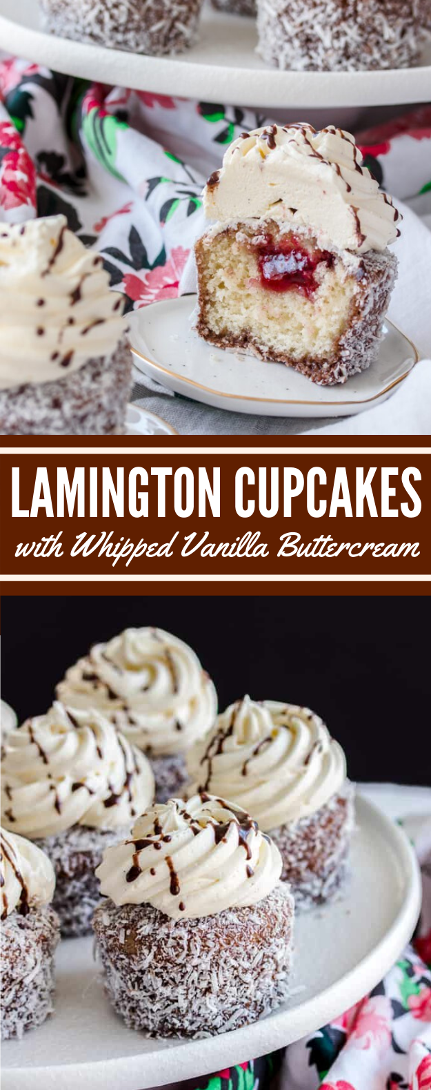 LAMINGTON CUPCAKES WITH WHIPPED VANILLA BUTTERCREAM #desserts #cake