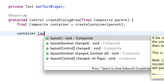 Eclipse Code Recommenders: Eclipse Subwords Completion #1 - Here You Are: