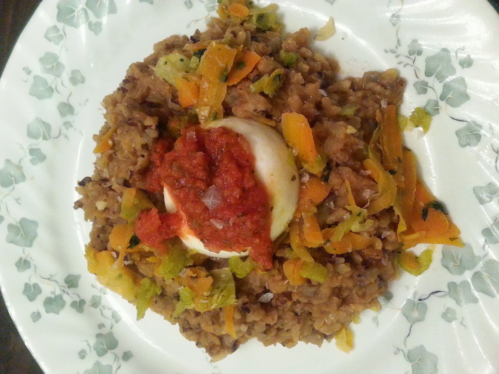 Restricted Gourmet: Poached Eggs Over Lentils and Rice