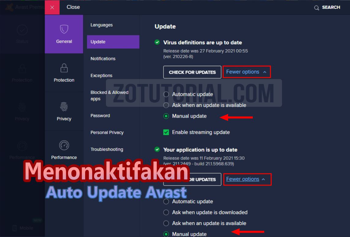Cara Mematikan Update Otomatis Antivirus Avast - zotutorial