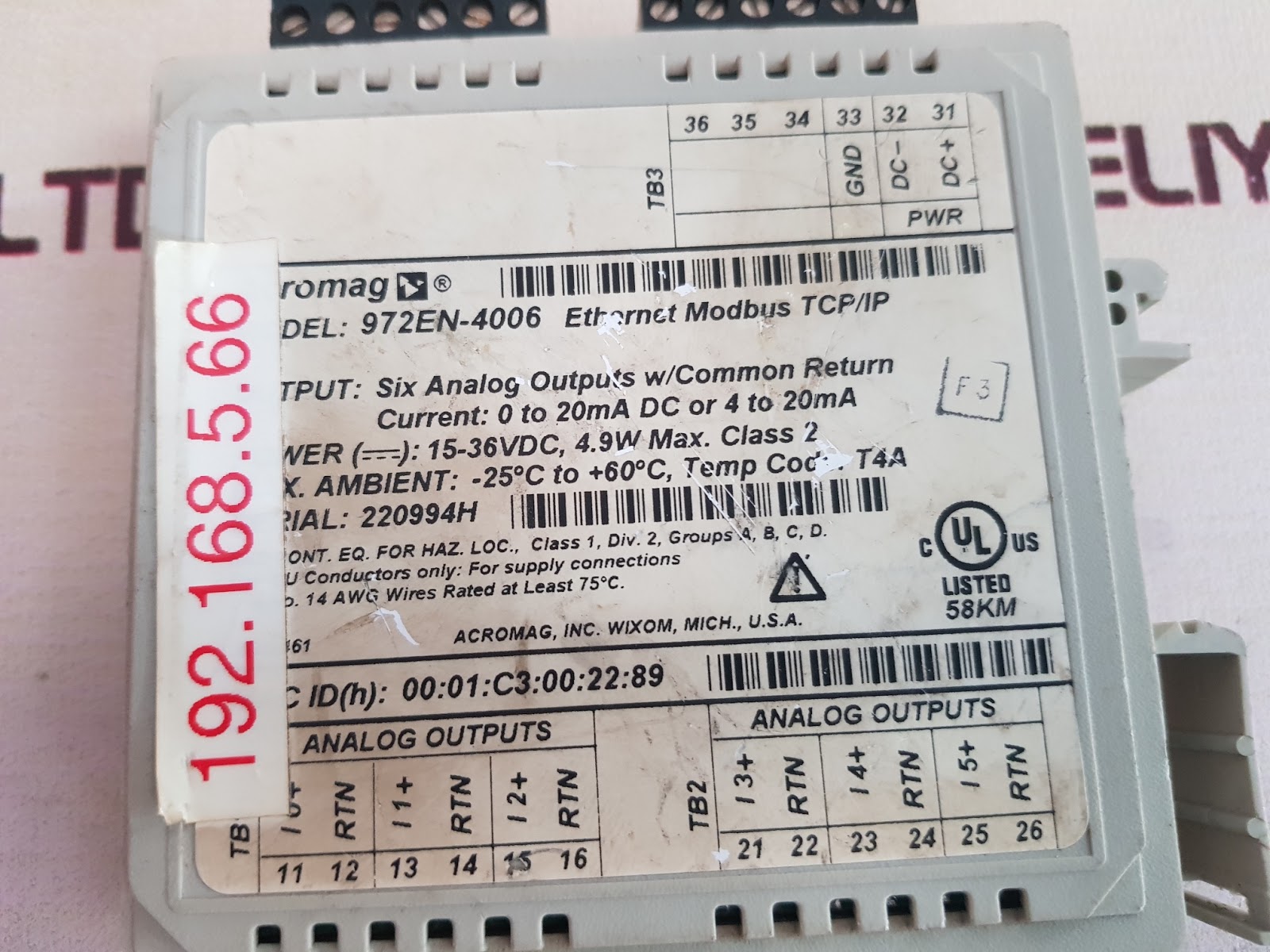 ACROMAG 972EN-4006 ETHERNET MODBUS TCP/IP - Aeliya Marine