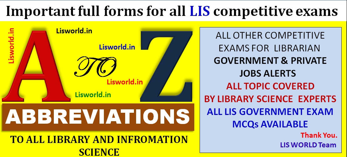 Library and Information Science A to Z (Abbreviation) - LIS World