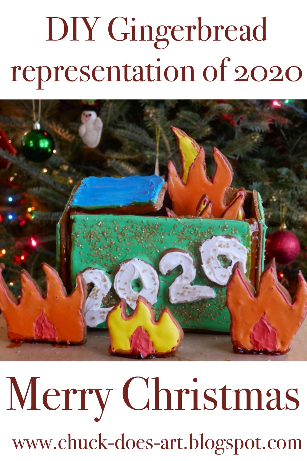 Chuck Does Art: The Official Gingerbread House of 2020 (Dumpster Fire)