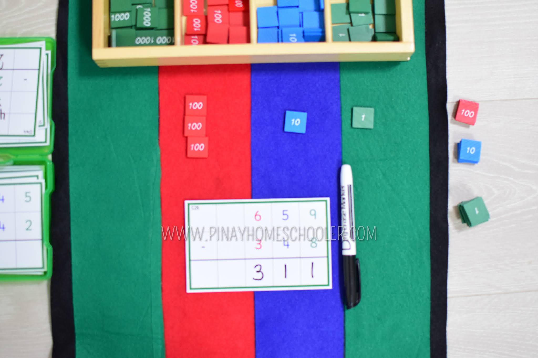 Learning Subtraction with Montessori Stamp Game | The Pinay Homeschooler