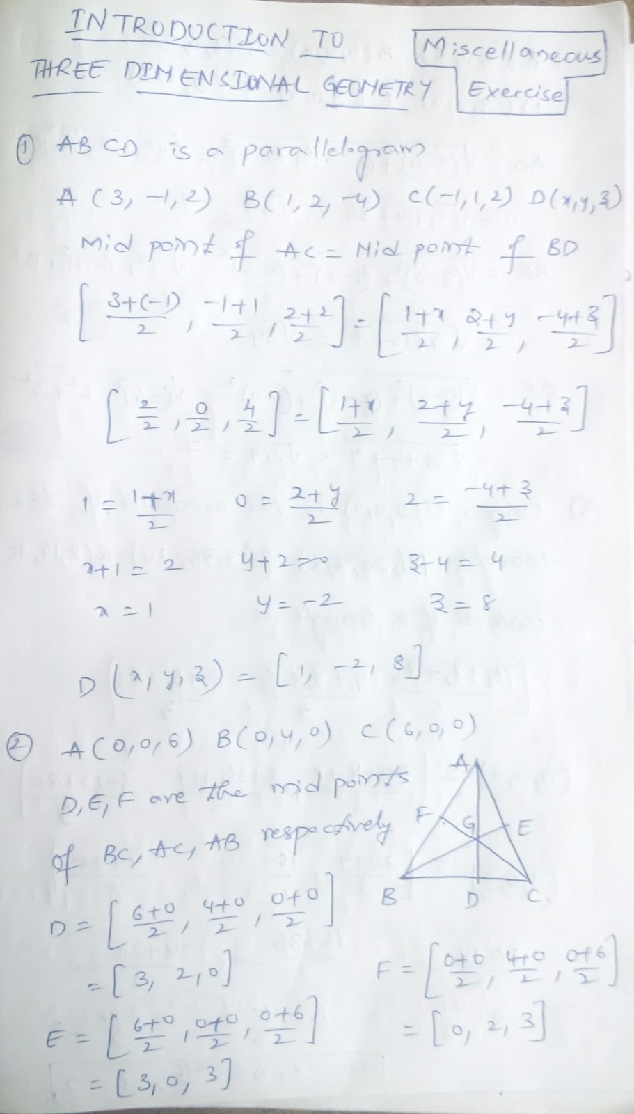 NCERT +1 MATHEMATICS SOLUTIONS: Introduction to Three Dimensional ...