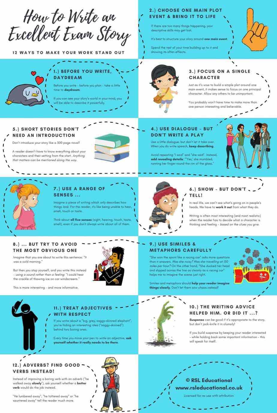 Creative Writing Tips For Excellent Exam Stories infographic Visualistan creative-writing-tips-for-excellent-exam-stories-infographic-visualistan