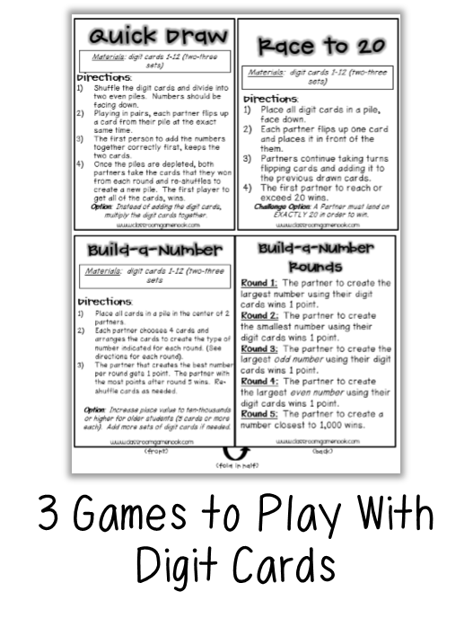 The Classroom Game Nook: Math Games