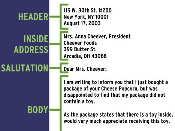Business Letter Format For Kids - Formal Letter