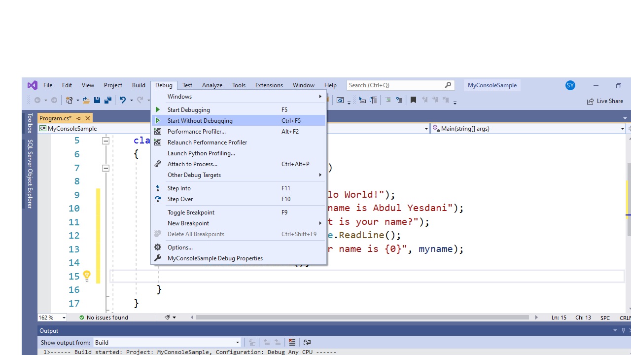 Learn C# in Simple way Step-2 the First program