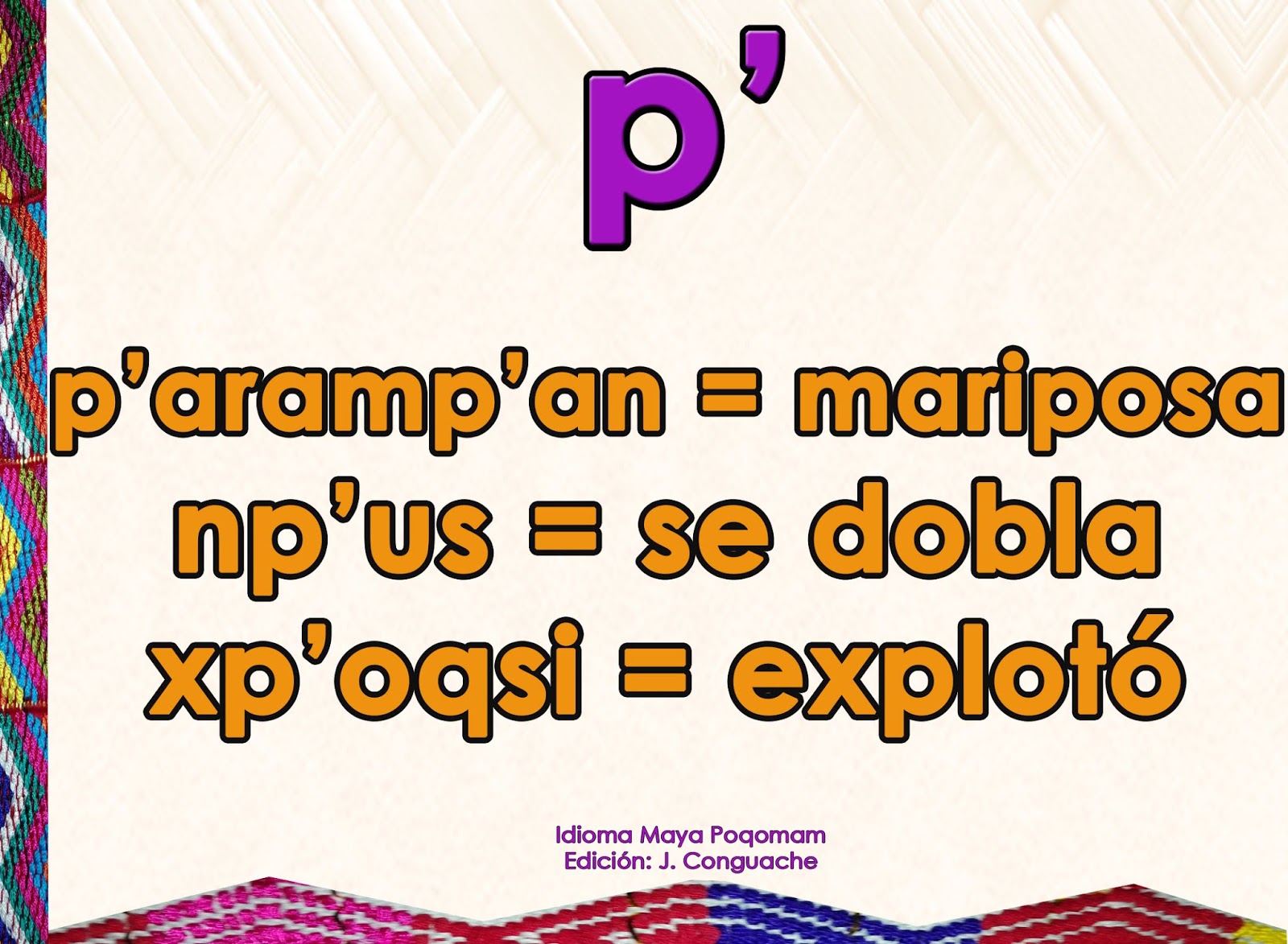 APRENDIZAJE DEL IDIOMA MAYA POQOMAM: ALFABETO POQOMAM