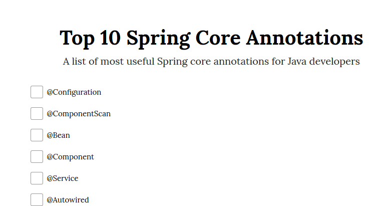 Top 10 Spring Framework Annotations for Java Developers | Java67