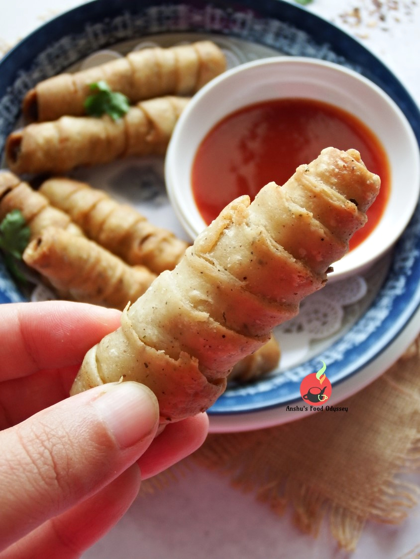 Garlic and Herbed Baby Corn Samosa Cigars
