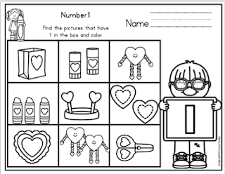 Valentine's Day Number Worksheets "No Prep" ~ Preschool Printables