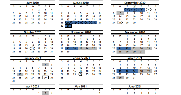 HISD School Year Calendar: 2020-2021