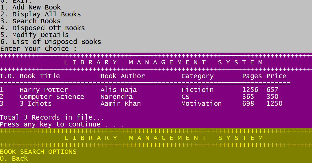 Library Management System in C++ with File Handling. - Narendra Aliani