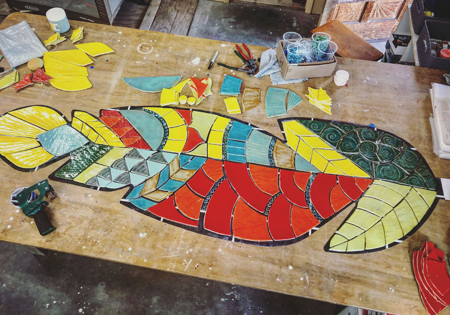 Mosaic Feather Sculpture Installation – Part 1 of 5 | Kasia Polkowska