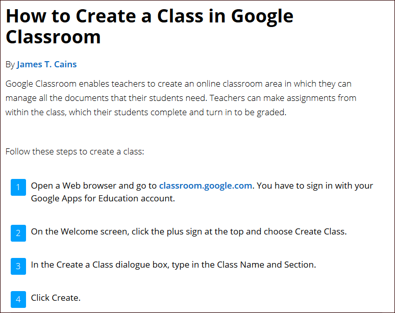 华文自学教程: 新闻：How to Create a Class in Google Classroom