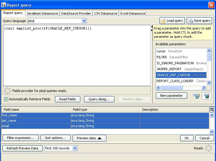Rajendra M Tambat Calling Oracle Stored Procedure In Jasperreports