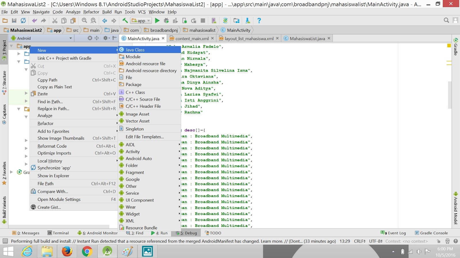 Tutorial membuat list pada Android Studio - Blognya Nabila