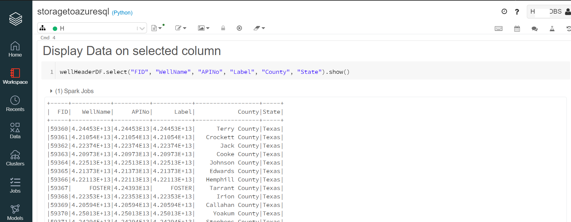 How to read azure storage and write to Azure SQL using Databricks