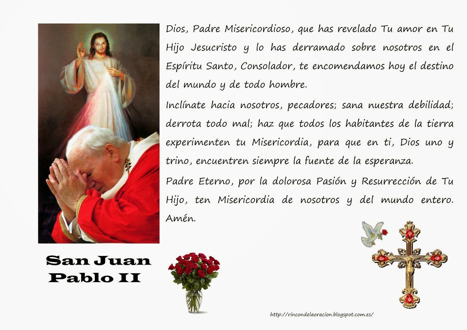 Rincón de la Oración: Estampas Oraciones de San Juan Pablo II