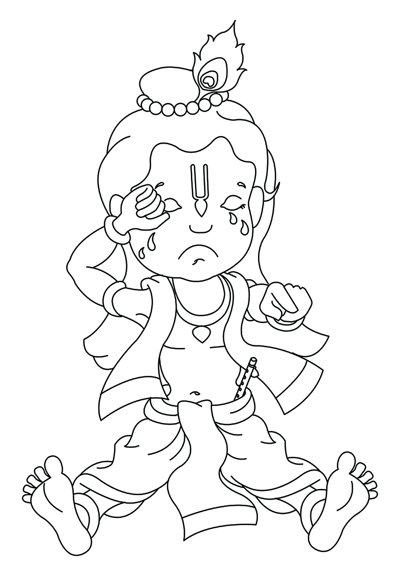 Bhagavat Chintan Das (Bhikaji): Cute Krishna Line Drawing