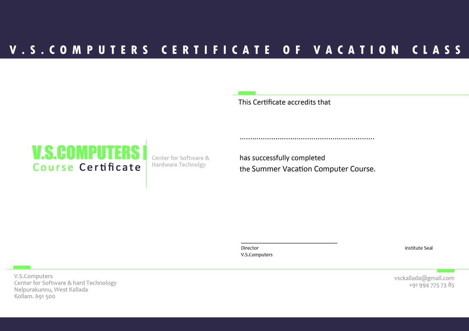 Ma_Stupiditys: V.S.Computers Course Certificate