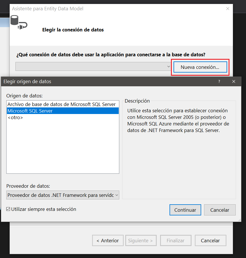 Conectarse a una base de datos en SQL Server con ADO.NET Entity Framework ~ {DAED_CODER}