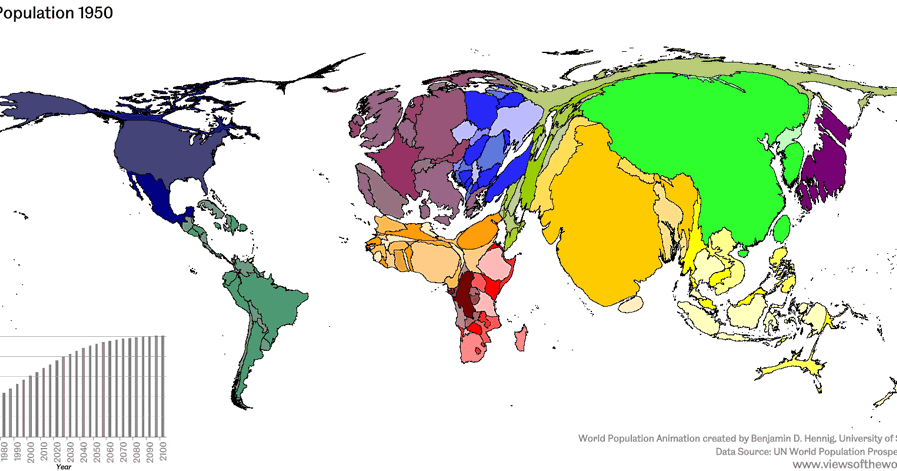 Maximizing Progress: Population Animap ~ Ballooning World Cartogram