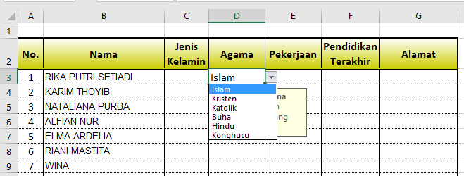 Cara Membuat Menu Drop Down untuk mempercepat Entry Data pada Excel ... Cara Membuat Menu Drop Down untuk mempercepat Entry Data pada Excel ...