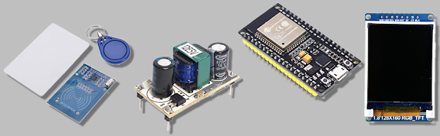 ESP32 com RFID, Display e Mini Fonte - Fernando K Tecnologia