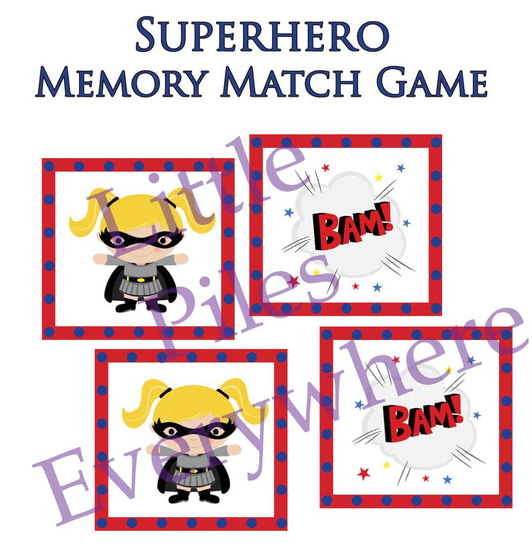 Little Piles Everywhere: Superhero Memory Match Game