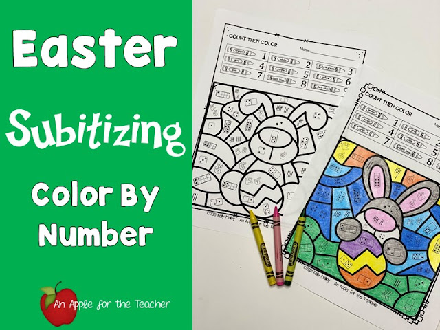An Apple For The Teacher: Easter Subitizing Color By Number Worksheets