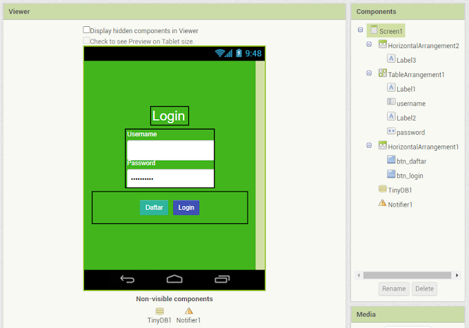 Membuat Multiple Login dengan TinyDB di MIT App Inventor 2