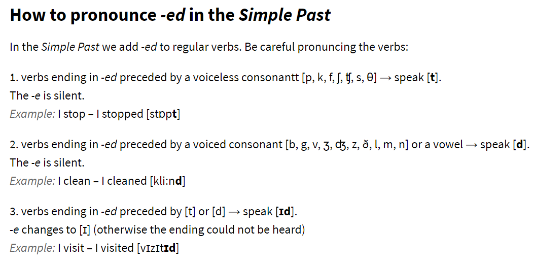 How to pronounce -ED in the Simple Past