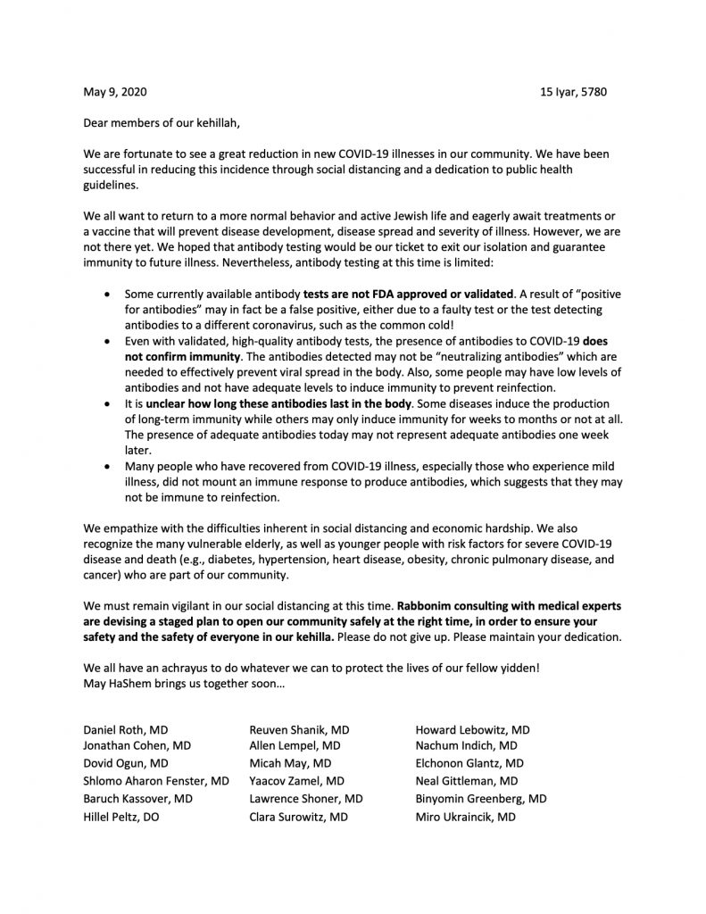 Hefkervelt : Letter from Doctors: Antibodies Does Not confirm Immunity