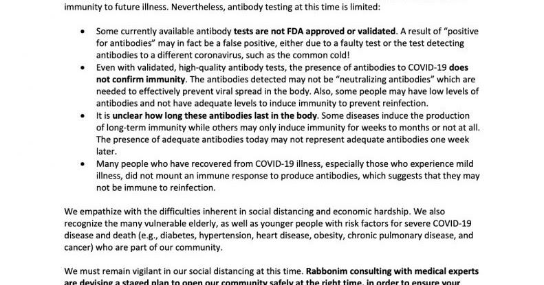 Hefkervelt : Letter from Doctors: Antibodies Does Not confirm Immunity